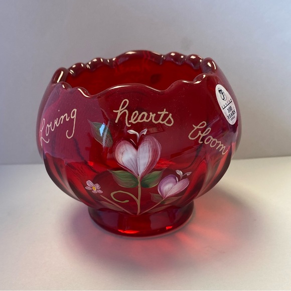 Fenton | Accents | Vintage Fenton Ruby Red Loving Hearts Bloom Hand ...